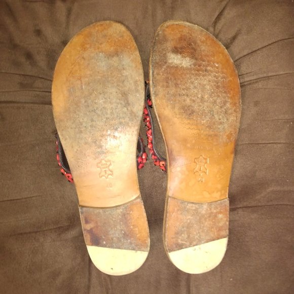 LILY HOLT | Shoes | Lily Holt Coral And Black Micro Bead Flip Flop ...